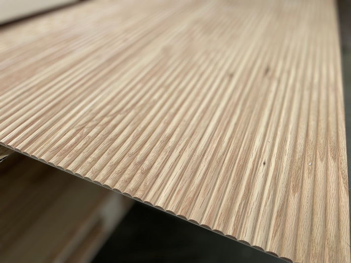Ribbed Light Oak Timber Ply Panels | Eco Greenhaus