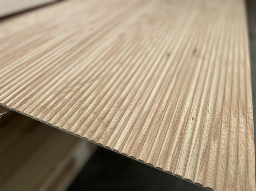 Ribbed Light Oak Timber Ply Panels | Eco Greenhaus